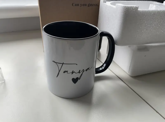 Print On Cups Personalised Glass Mug With Name: Custom Heart Design ...